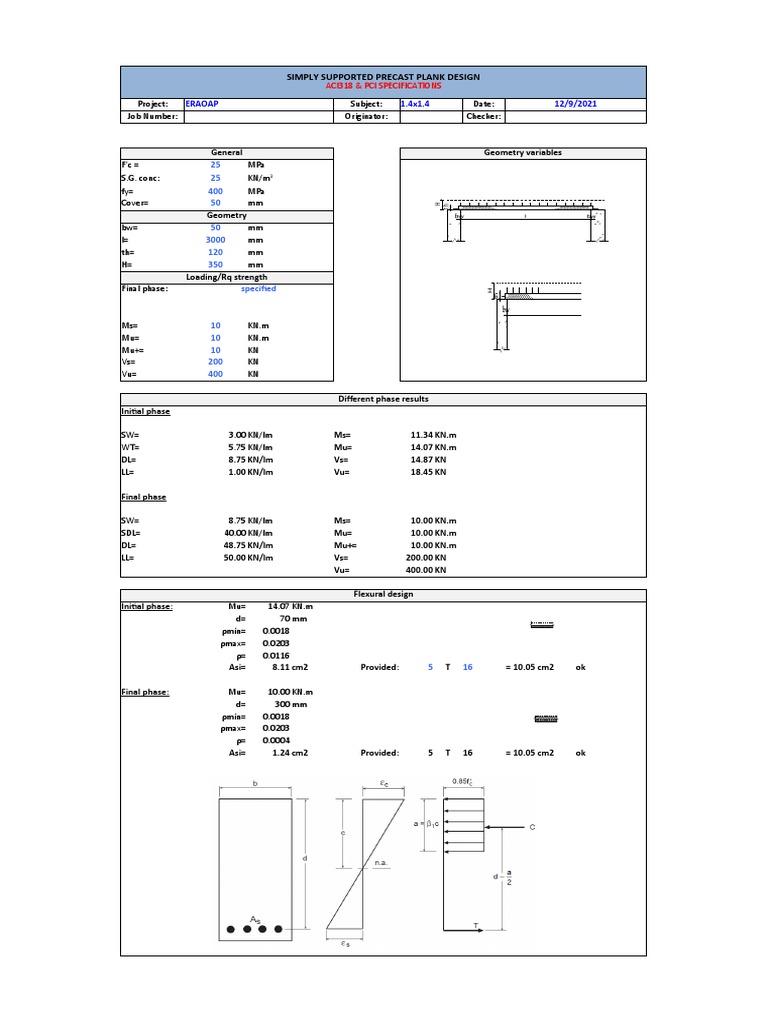 Precast Plank Design: ACI318 & PCI Specs | PDF | Building Technology ...