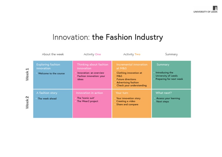 Innovation: The Fashion Industry: Activity Activity About The Week | PDF