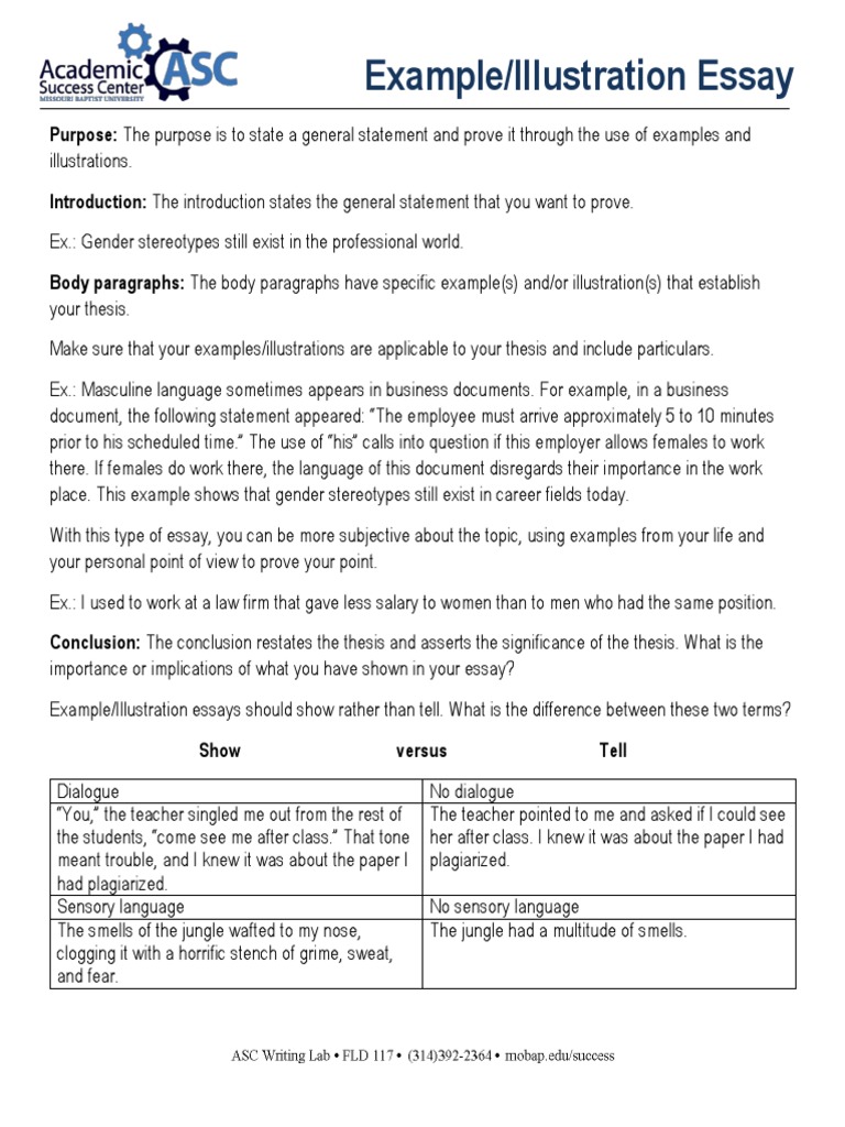 Example/Illustration Essay | PDF | Essays | Gender