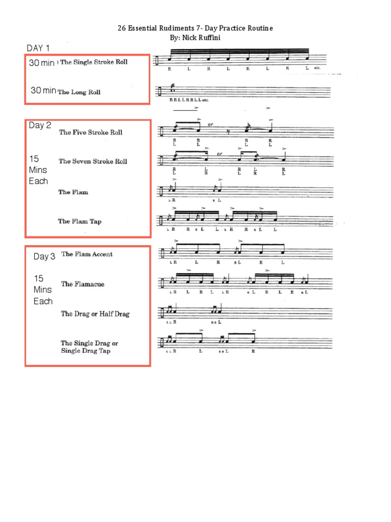 71-Day Practice Routine for Drummers | PDF