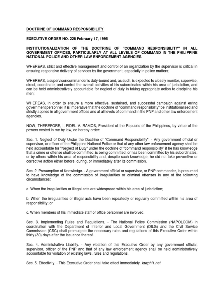 Doctrine of Command Responsibility | PDF | Law Enforcement Agency | Police