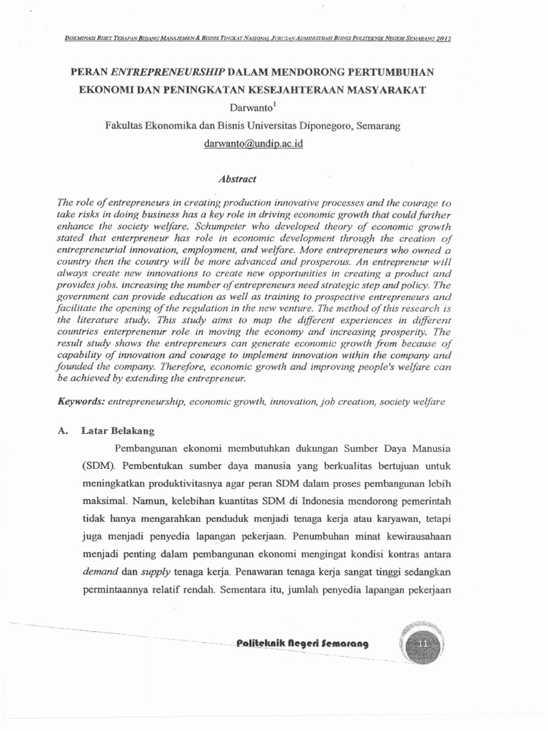 Darwanto-Peran Entrepreneur Proceed Polines PDF | PDF