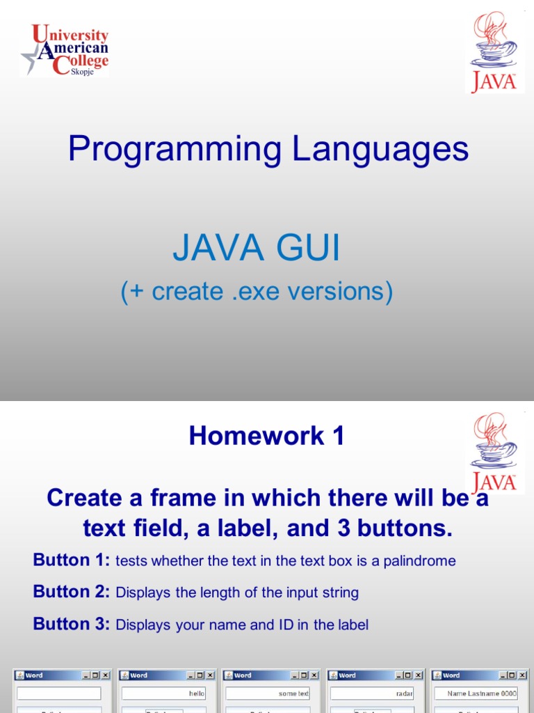 Homework Java GUI | PDF