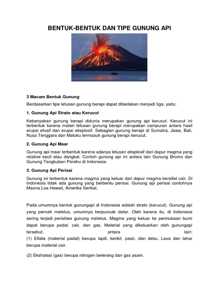 Tipe dan Bentuk Gunung Berapi | PDF