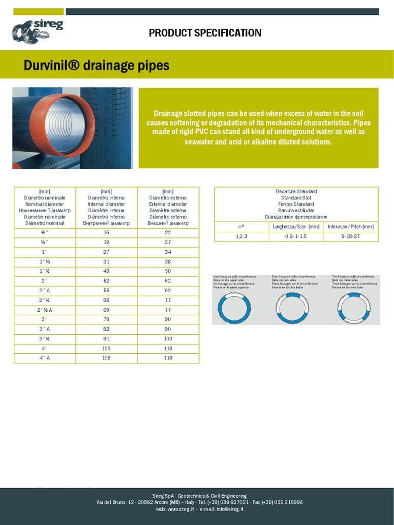 Durvinil® Drainage Pipes: Product Specification | PDF | Civil ...