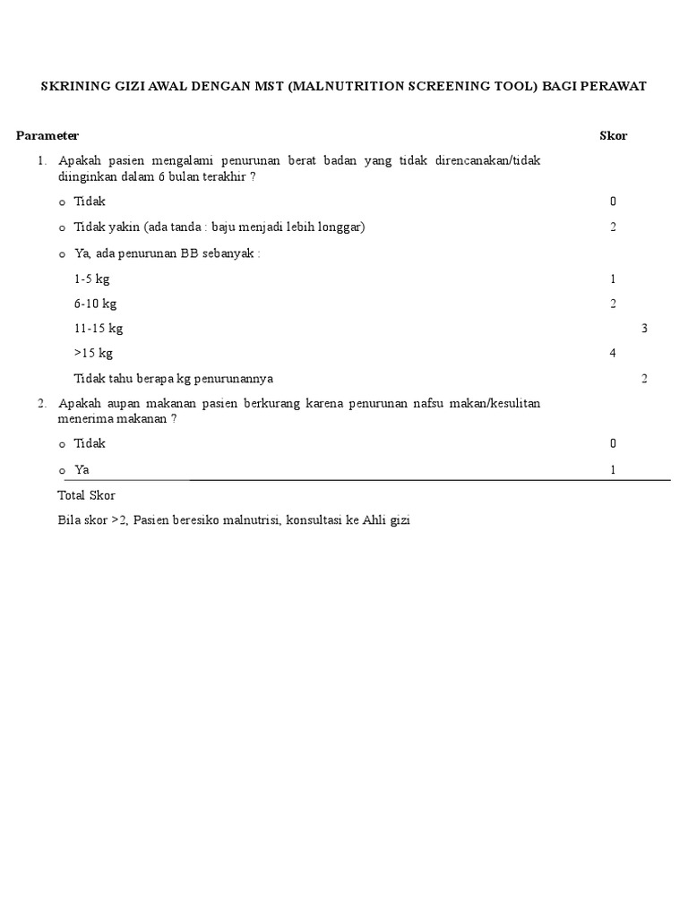 Skrining Gizi Awal Dengan MST | PDF