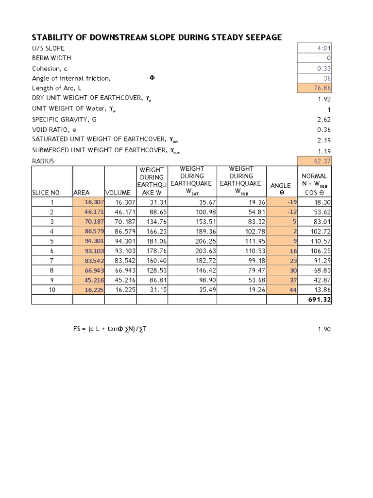 Slip Circle Calculation | PDF | Soil Mechanics | Trigonometric Functions