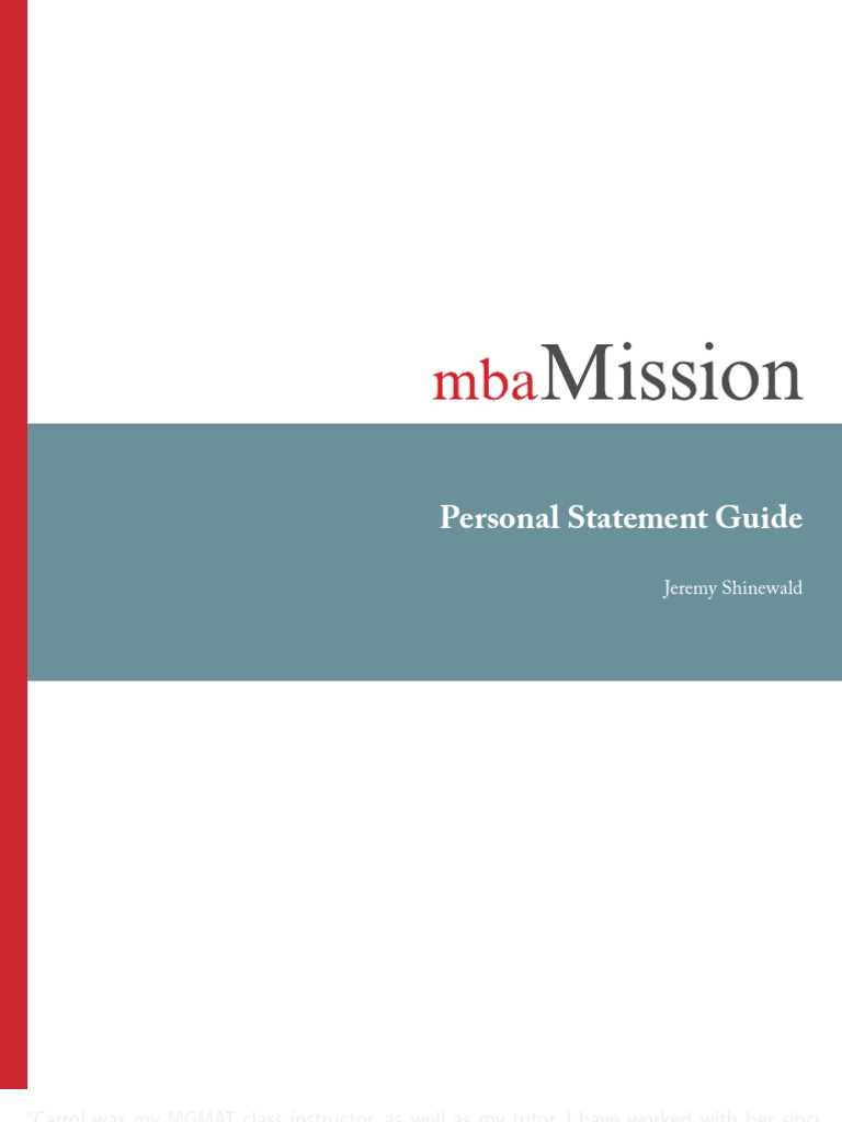 Mba Mission Personal Statement Guide | PDF
