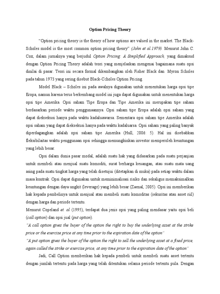 Option Pricing Theory | PDF