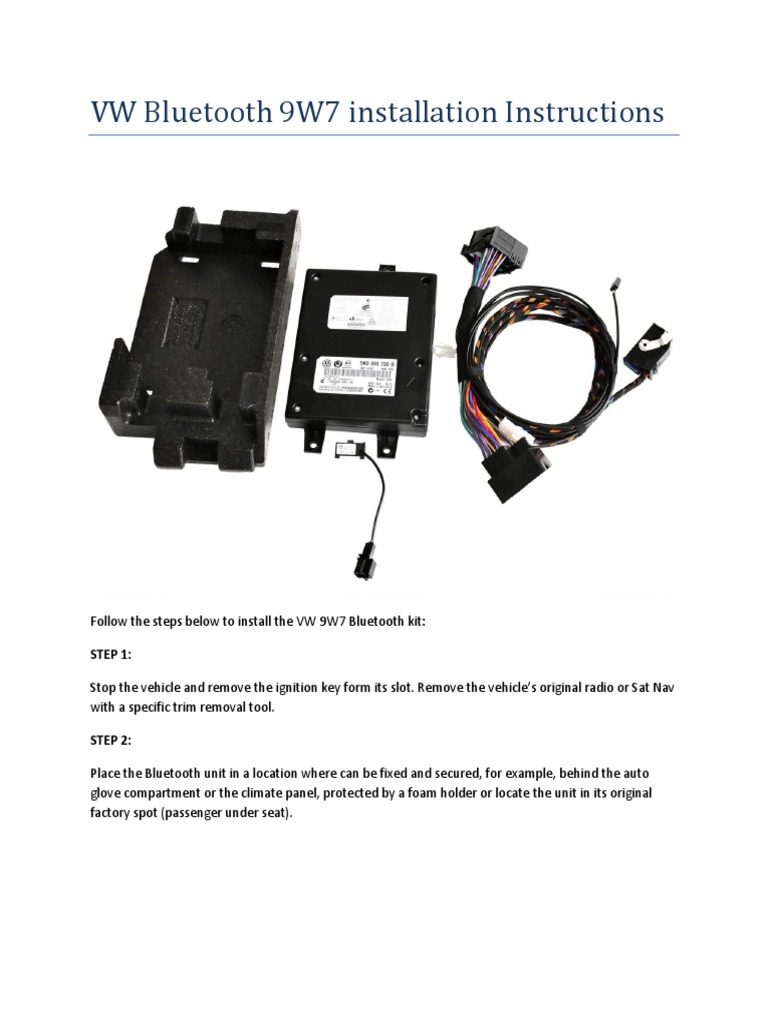 VW Bluetooth 9W7 Installation Instructions | PDF | Electrical Connector ...