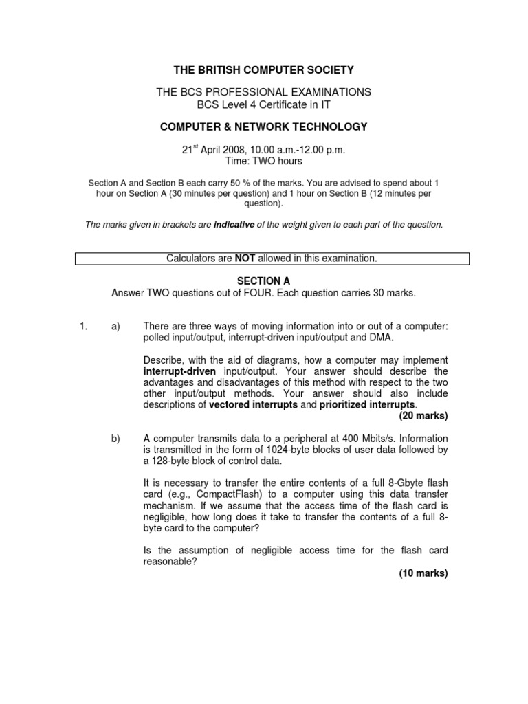 The Bcs Professional Examinations BCS Level 4 Certificate in IT | PDF ...