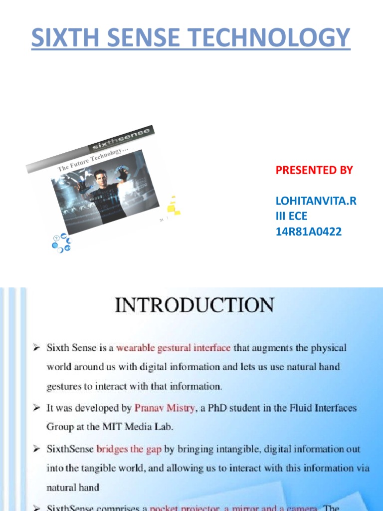 Sixth Sense Technology: Presented by | PDF