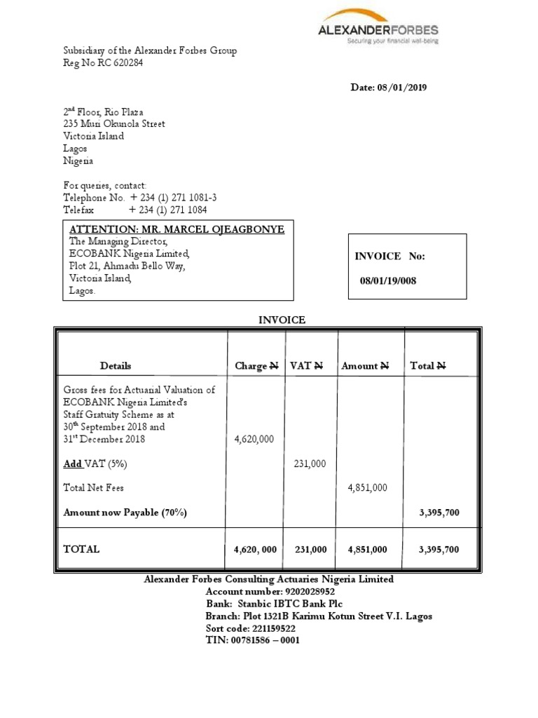 Ecobank Invoice - 70% | PDF