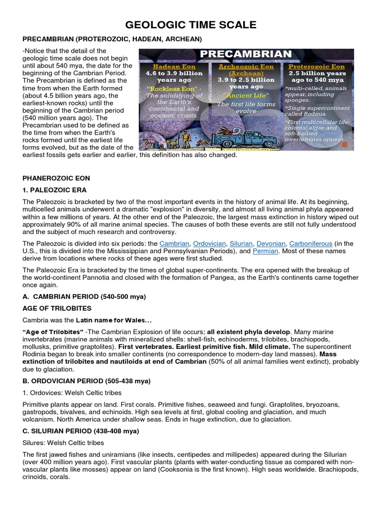 Geologic Time Scale: Cambrian Ordovician Silurian Devonian ...