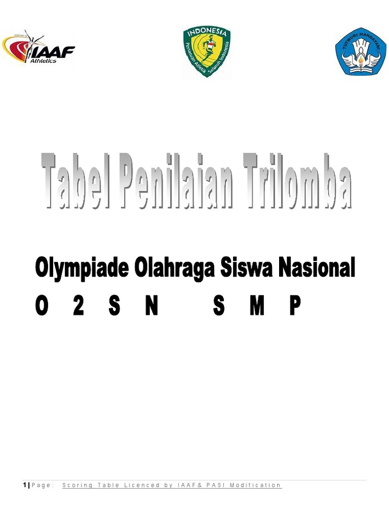 Page: Scoring Table Licenced by IAAF& PASI Modification | PDF