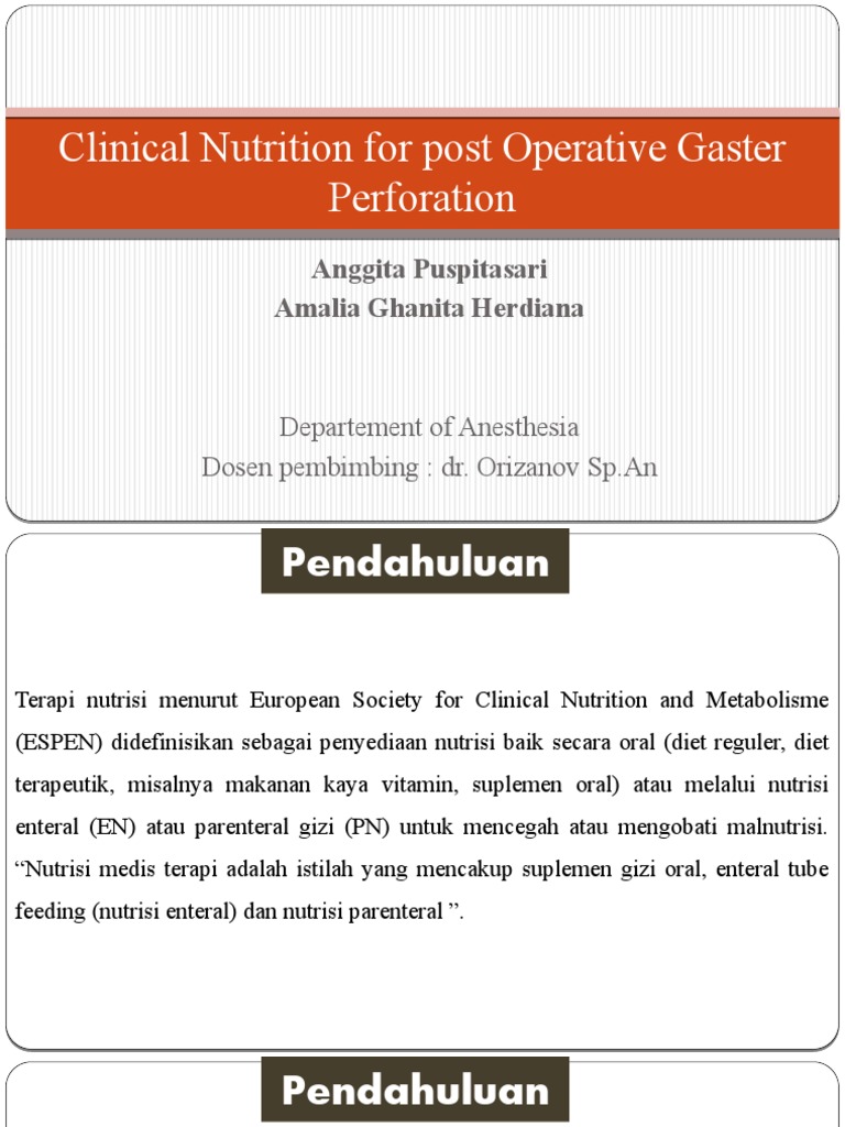 Nutrisi Pasca Operasi Perforasi Gaster | PDF | Kesehatan Holistik