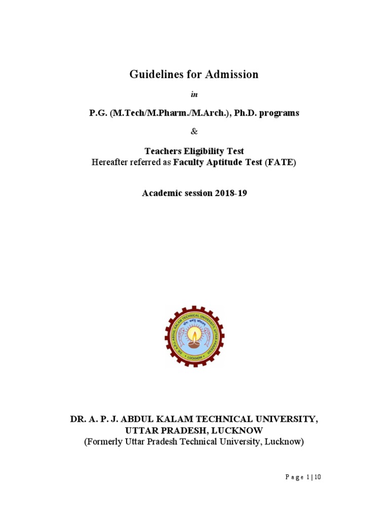 Guidelines For Admission: Page 1 - 10 | PDF | University And College ...