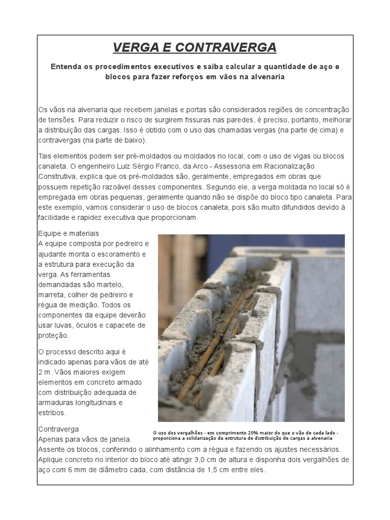 Verga e Contraverga | PDF | Concreto reforçado | Concreto