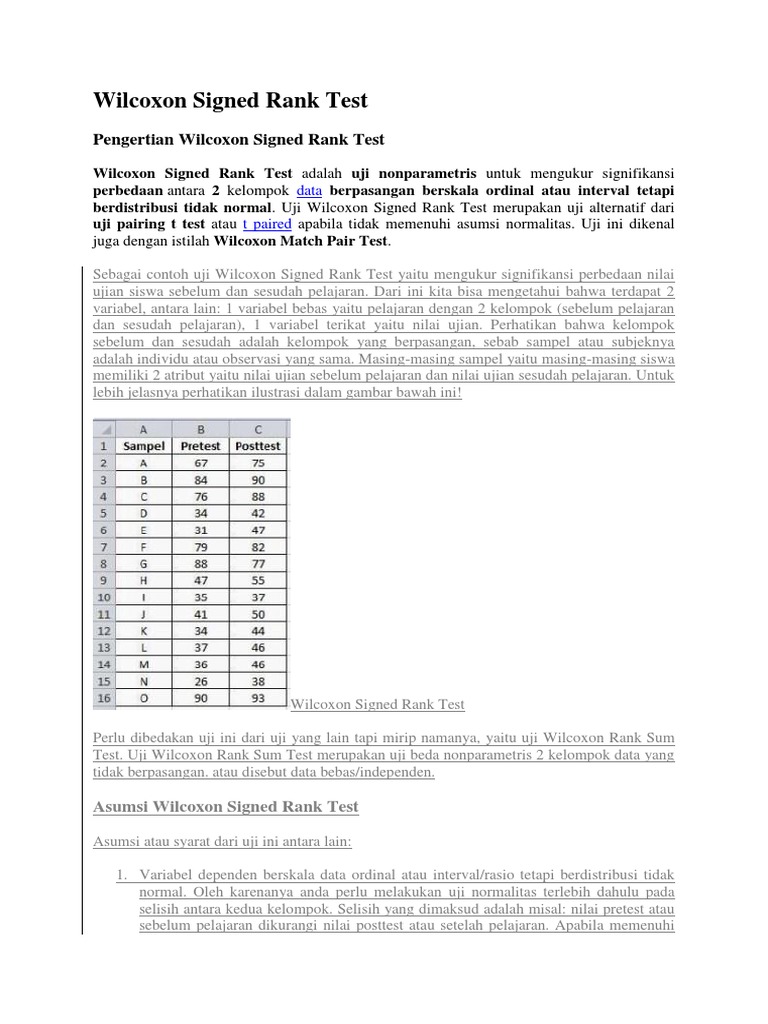 Wilcoxon Signed Rank Test | PDF