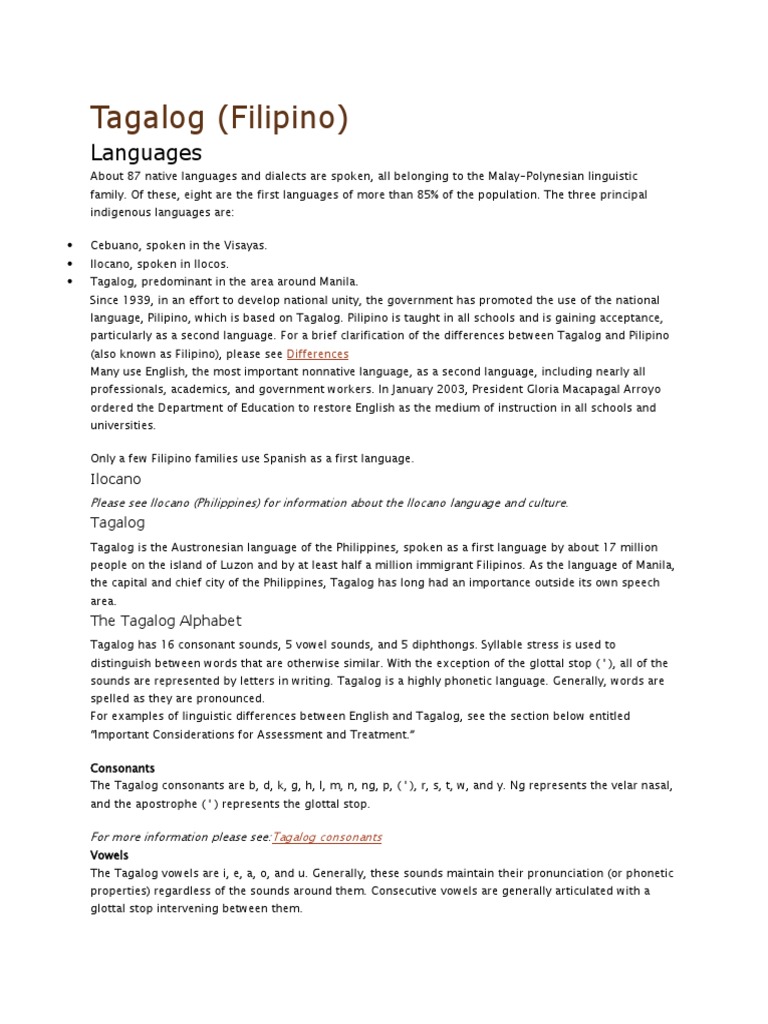 Tagalog (Filipino) : Languages | Download Free PDF | Tagalog Language ...