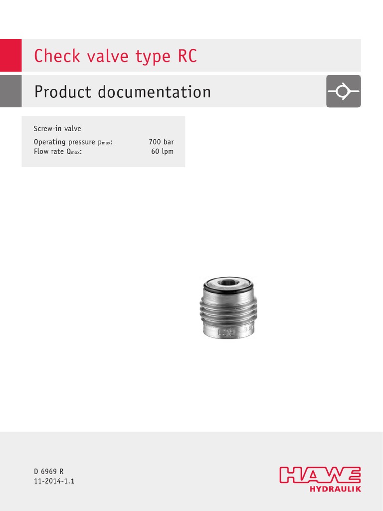 Check Valve Type RC: Product Documentation | PDF | Valve | Viscosity