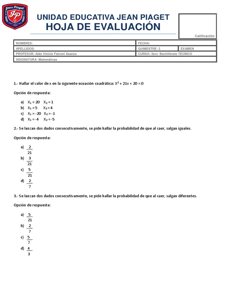 Mat. Quim. 2 Ex. Tecnico | PDF