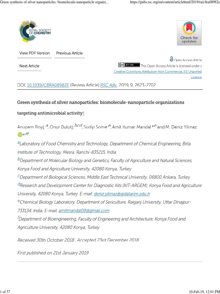 Green Synthesis of Silver Nanoparticles - Biomolecule-Nan | PDF ...
