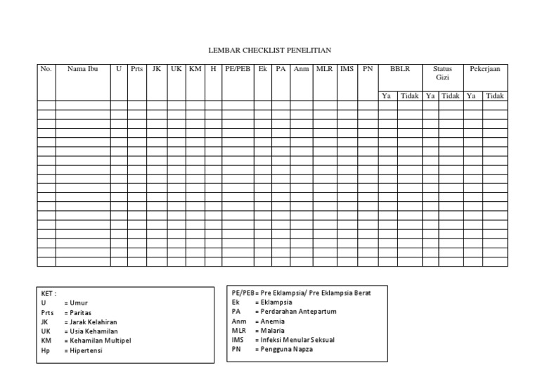 Lembar Checklist Penelitian | PDF