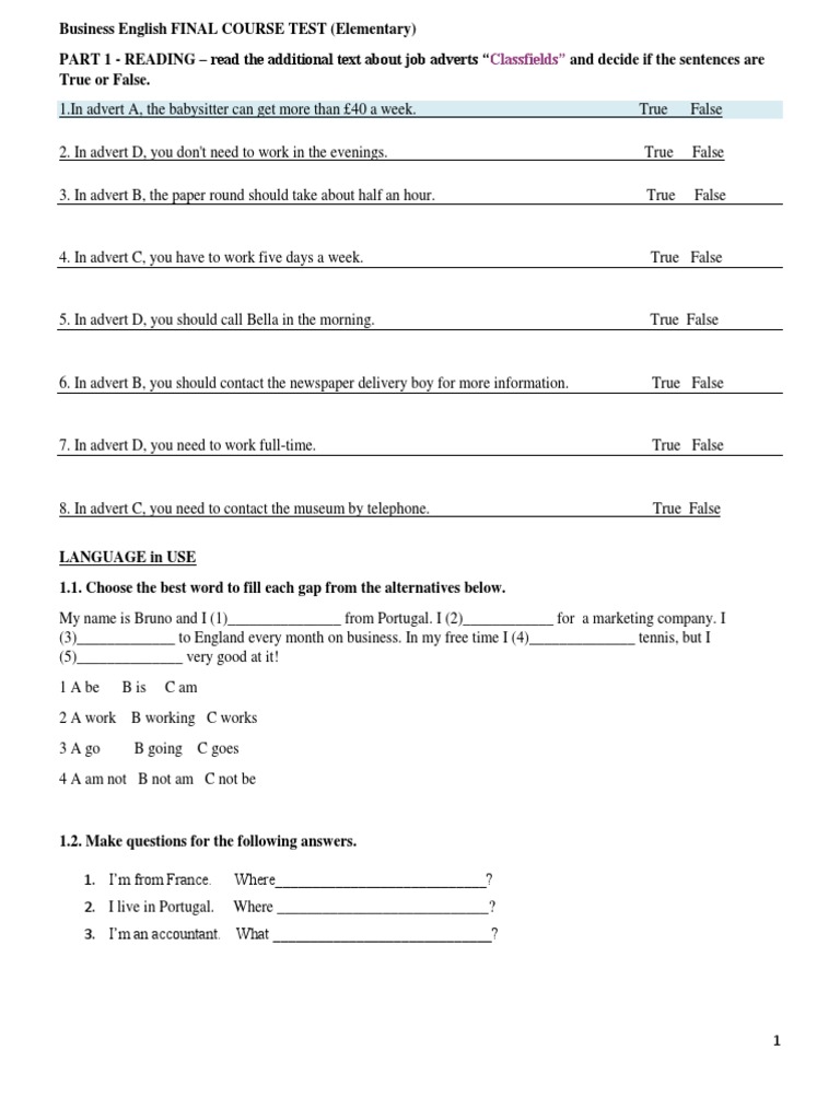 Business English - Test | PDF | Advertising | Communication