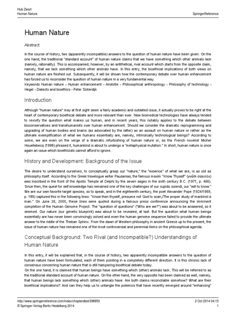 Human Nature PDF | PDF | Transhumanism | Human