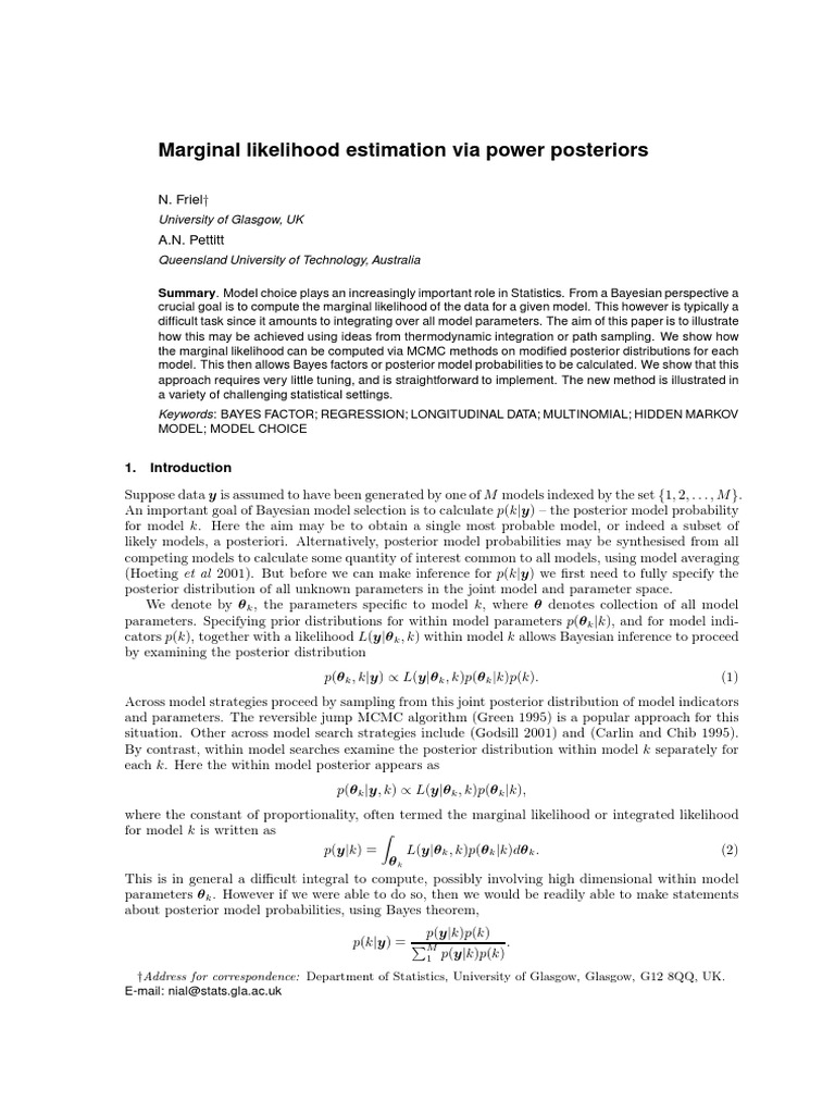 Bayesian Marginal Likelihood Estimation | PDF | Normal Distribution ...
