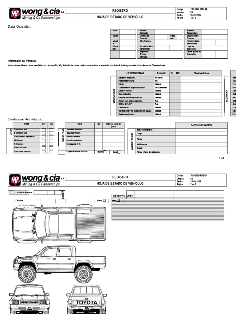 Hoja de Estado de Vehículos | PDF | Tecnologías automotrices ...