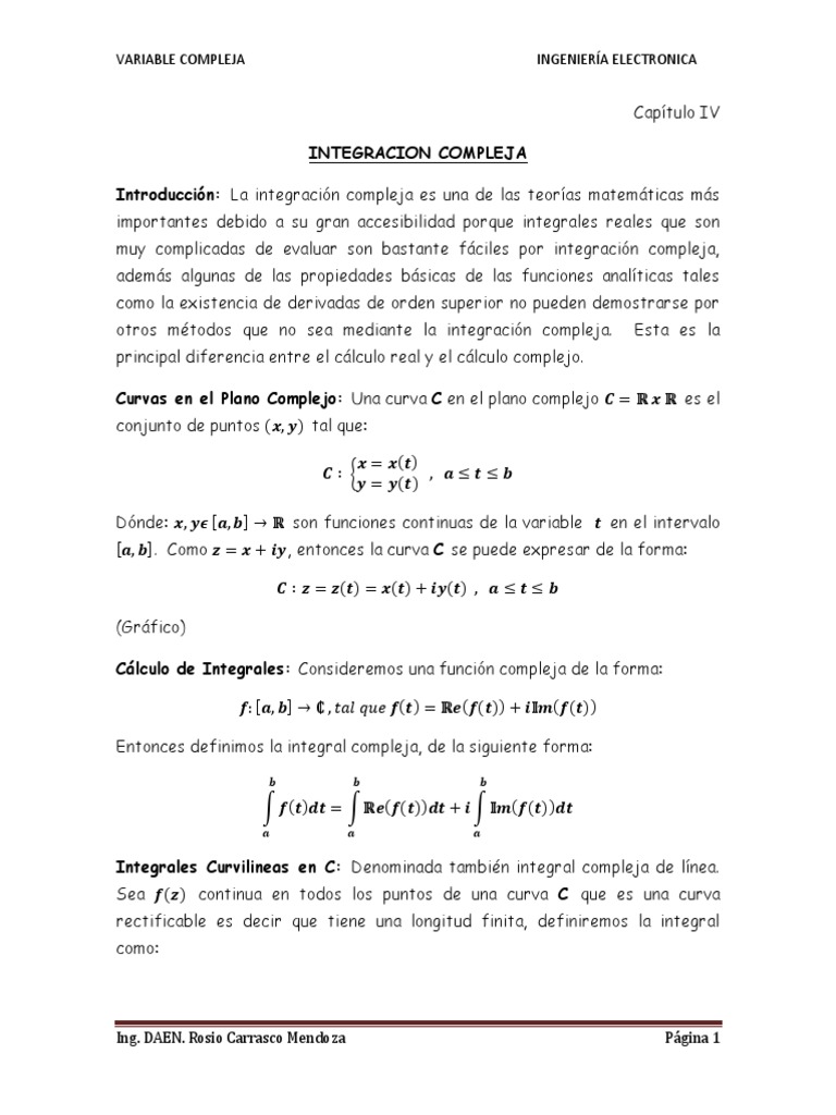 Integracion Compleja | PDF | Integral | Análisis complejo