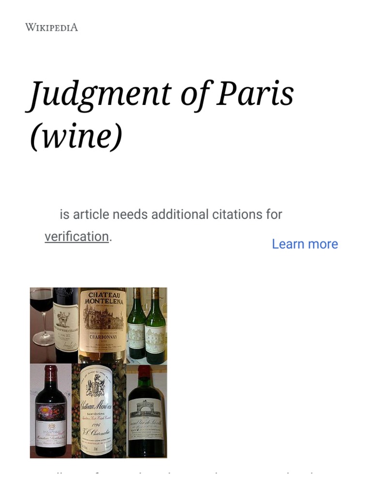 Judgment of Paris (Wine) - Wikipedia | PDF | French Cuisine | Wine