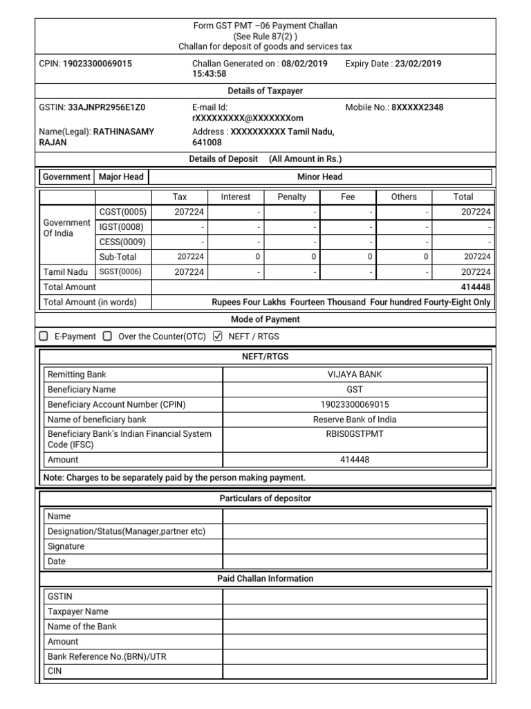 GST Challan | PDF | Payments | Banking