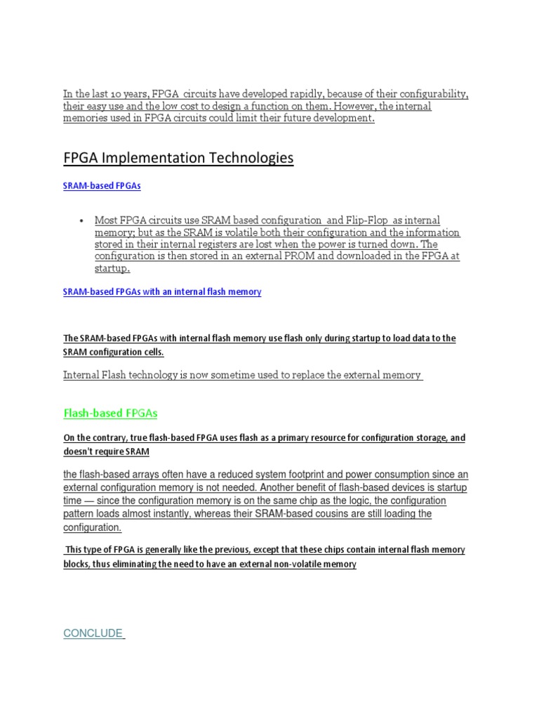 Fpga Implementation Technologies: Flash-Based Fpgas | Download Free PDF | Field Programmable ...