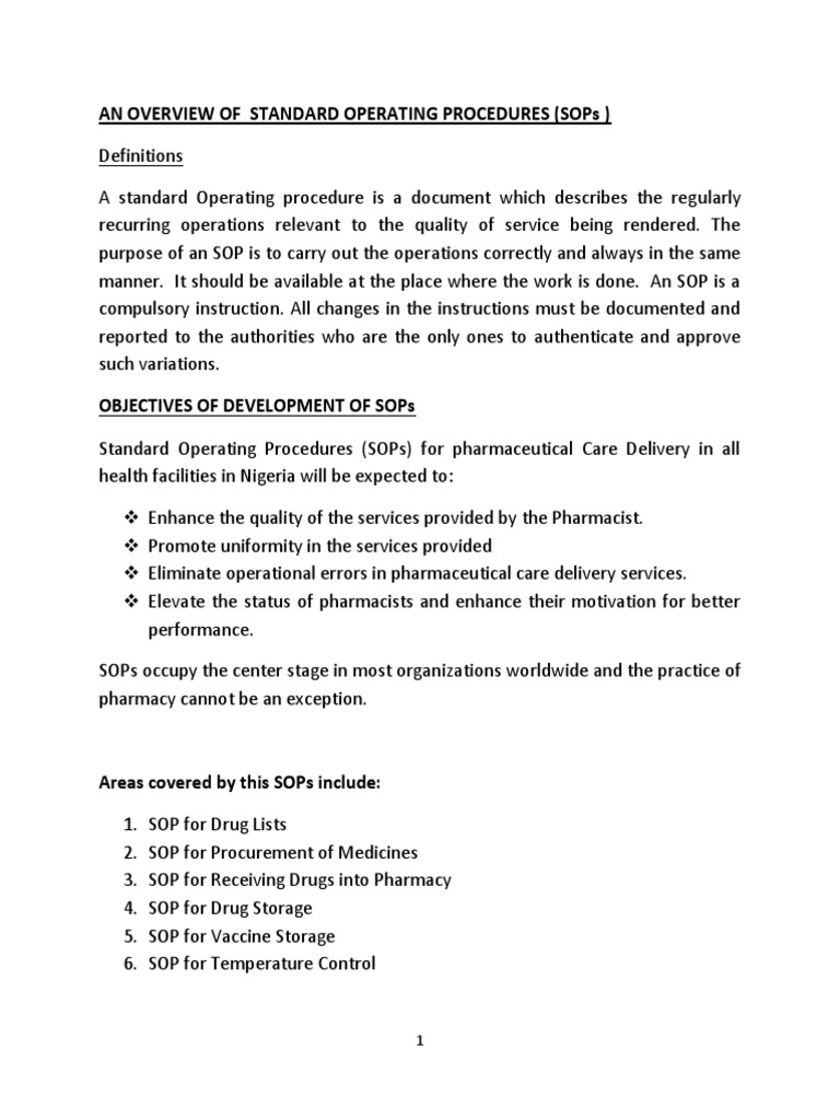 An Overview of Standard Operating Procedures (SOPs) | Medical ...