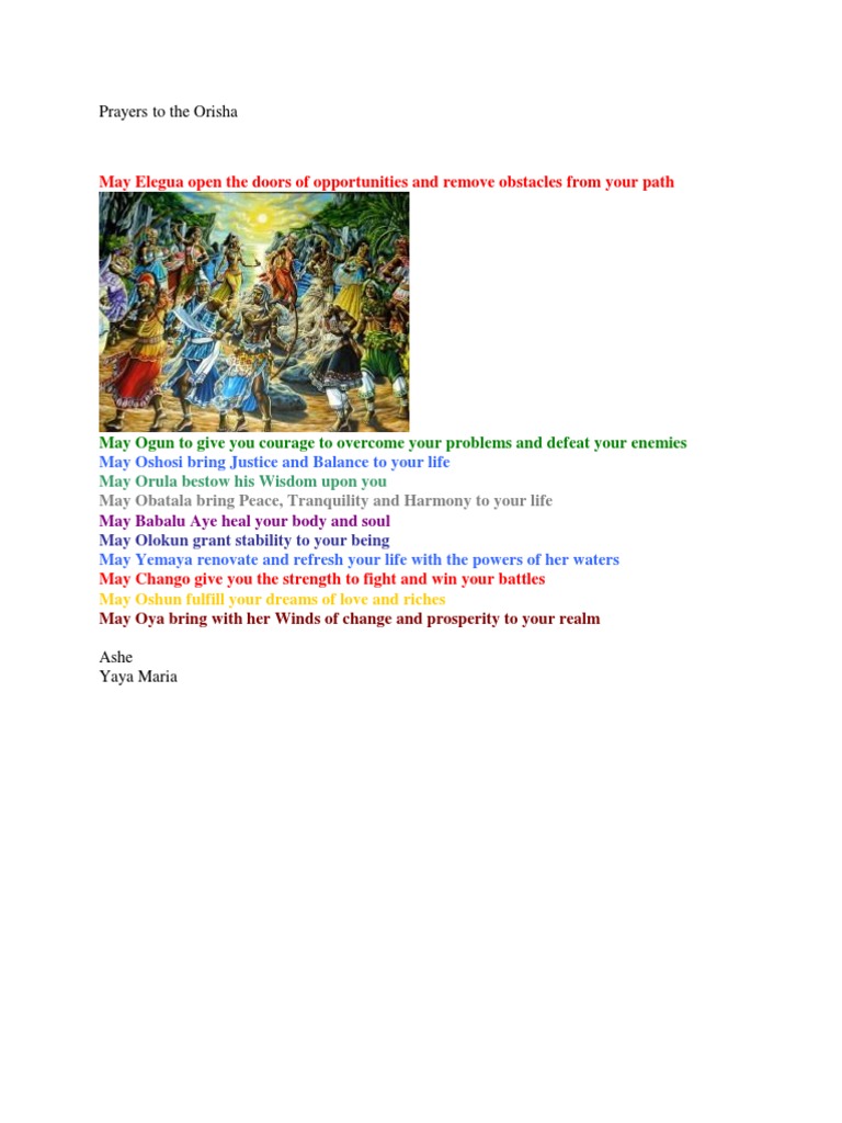 Prayers to Orisha for Blessings | PDF