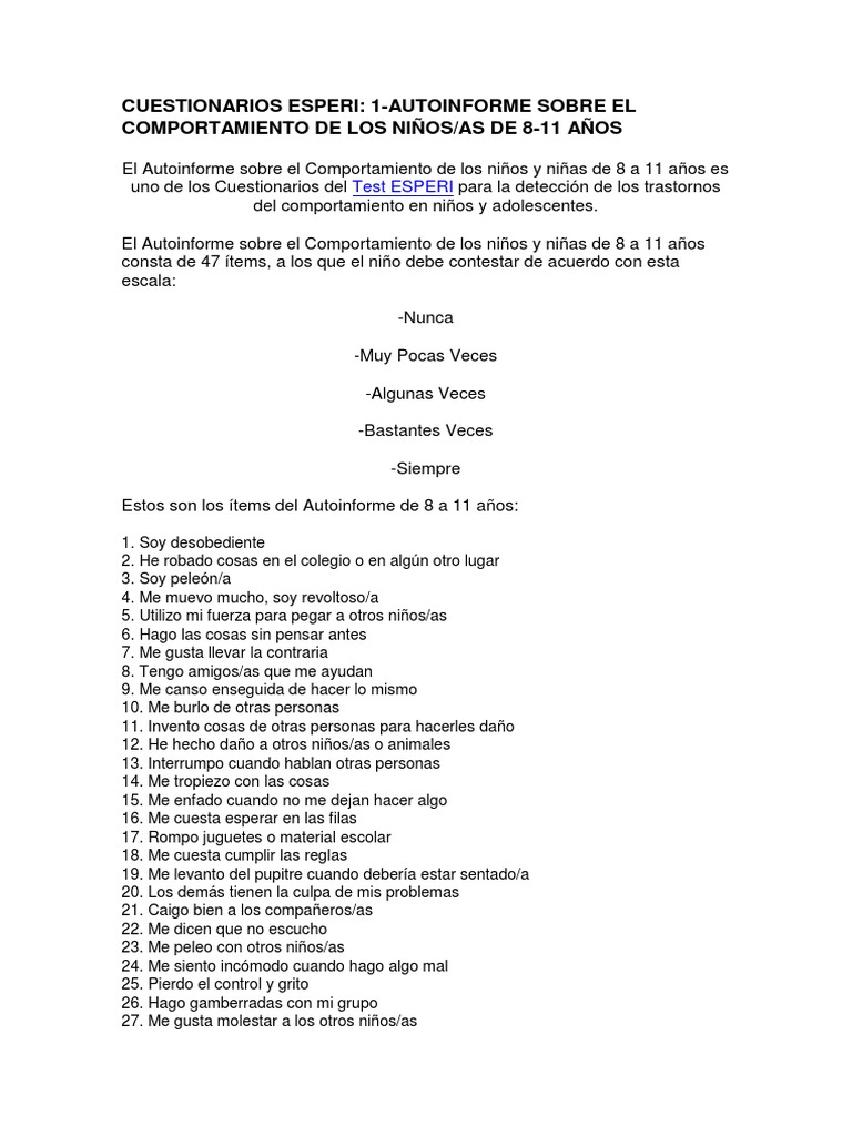 Cuestionarios Esperi | PDF | Ocio | Violencia