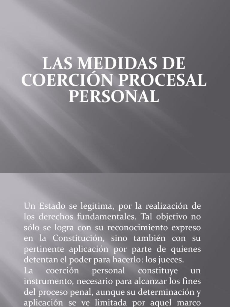 Medidas de Coerción Procesal Personal | PDF | Detención ...