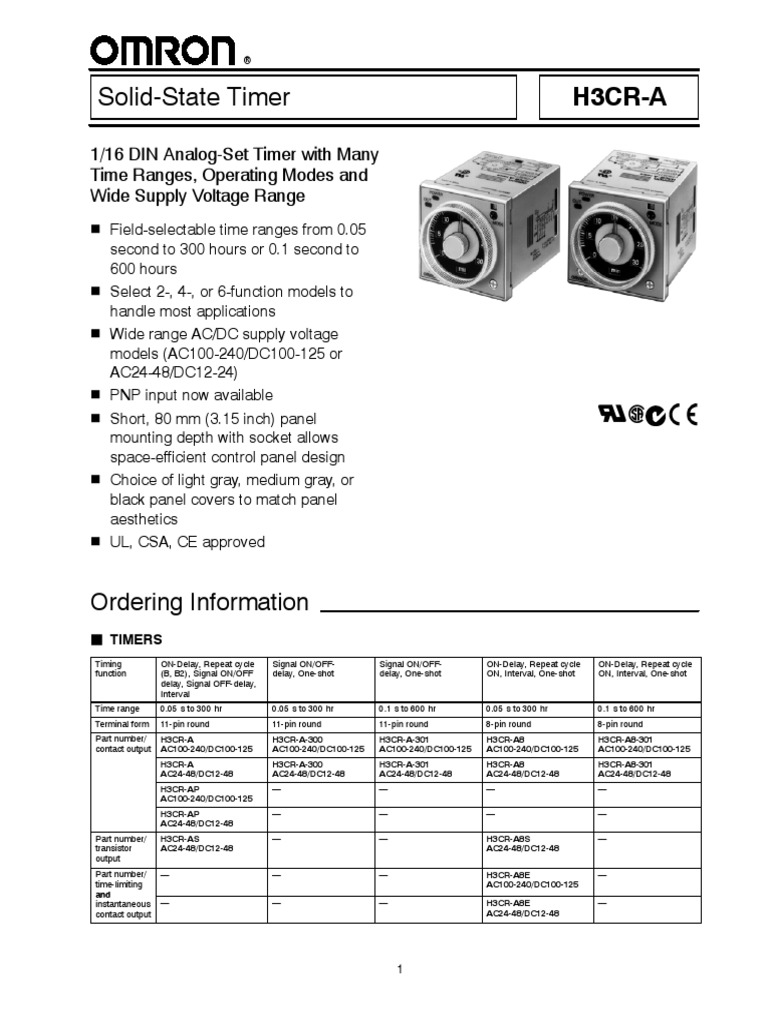 Omron Electronics Solid State Timers h3cr A | PDF | Bipolar Junction ...