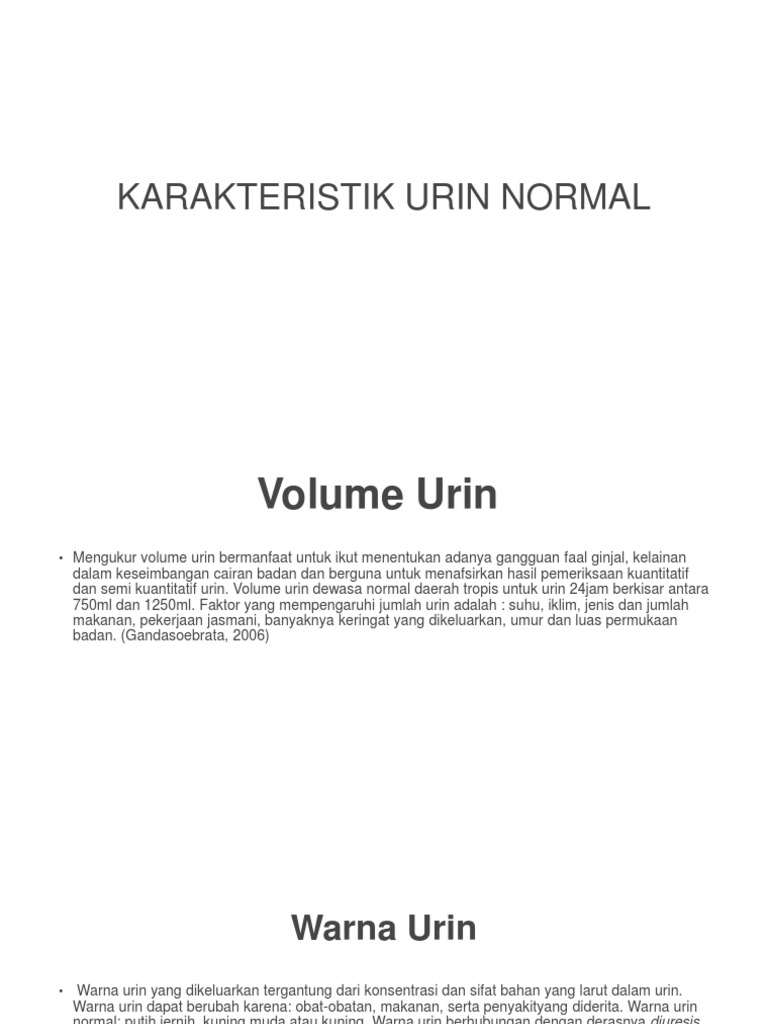 Karakteristik Urin Normal Dewasa | PDF