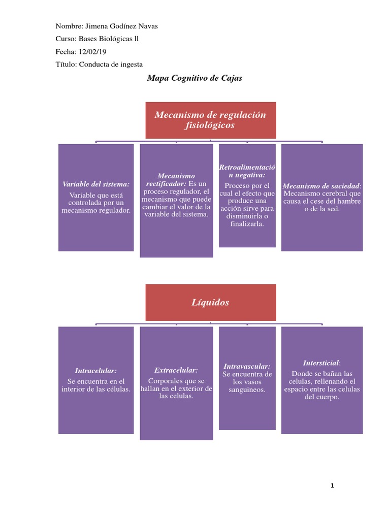 Mapa Cognitivo de Cajas Sobre La Conducta Ingesta | Glucógeno | Sistema ...