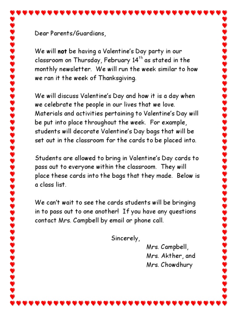 Valentines Day Letter | PDF