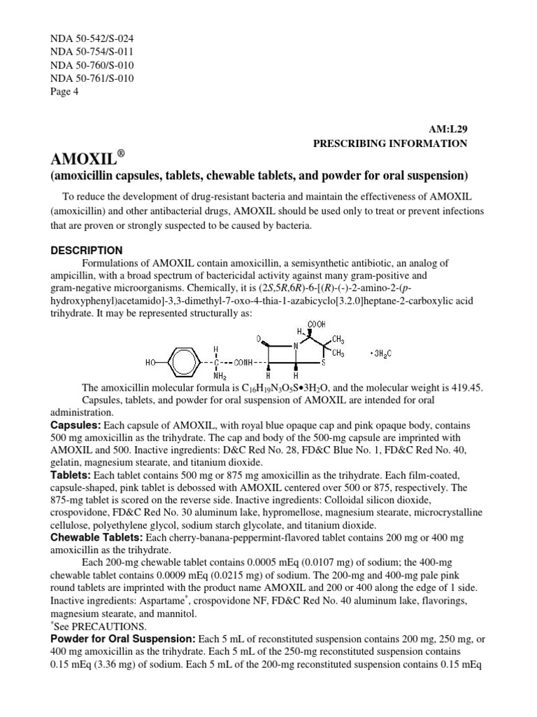 Amoxil: (Amoxicillin Capsules, Tablets, Chewable Tablets, and Powder ...