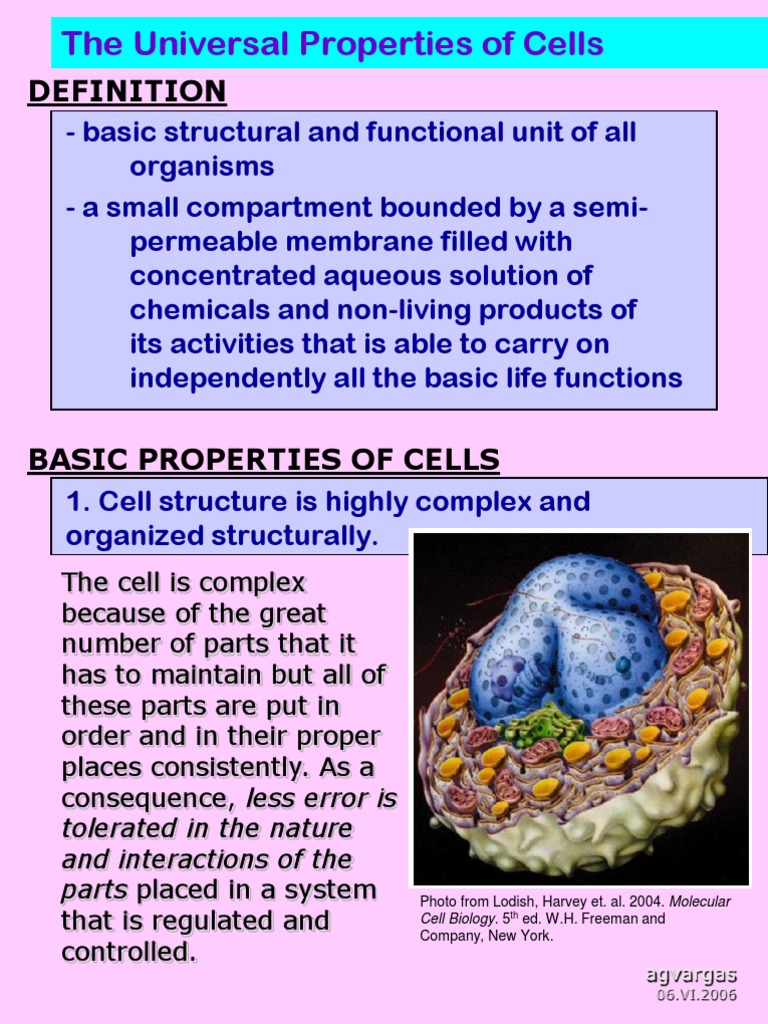 Universal Properties of Cells Explained | PDF | Cell (Biology) | Metabolism