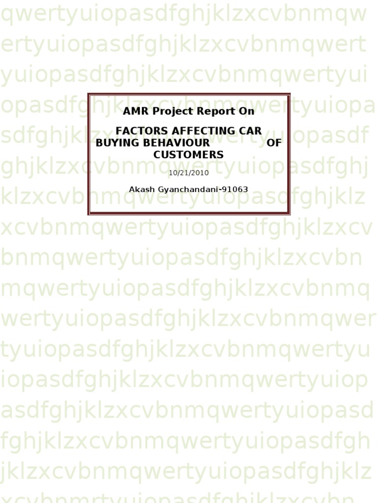 AMR Project Report On Factors Affecting Car Buying Behaviour of ...