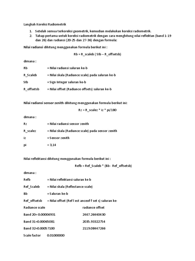 Rumus Koreksi Radiometrik Modis | PDF