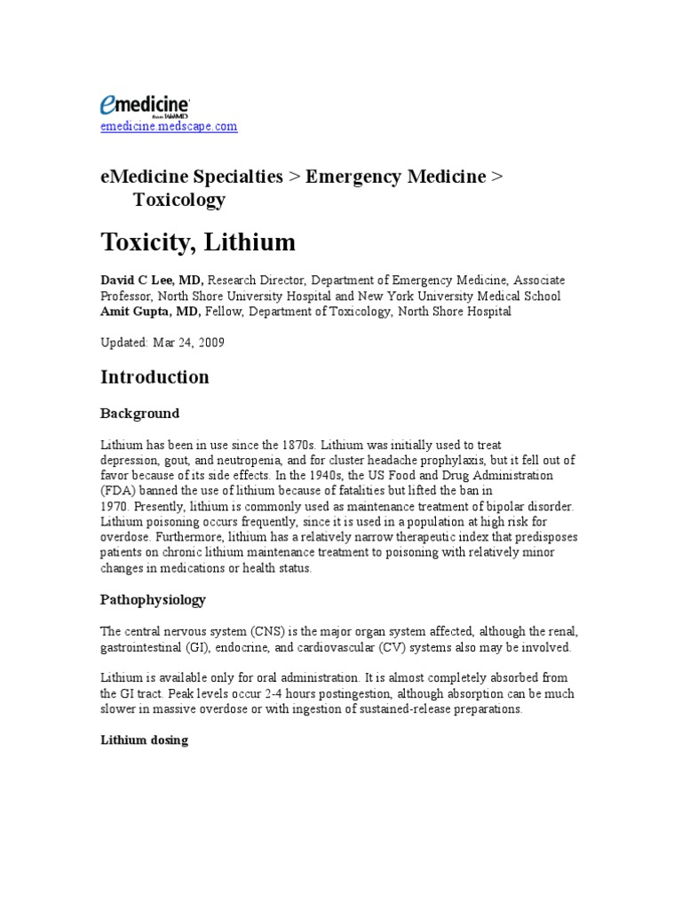 Lithium Toxicity | PDF | Renal Function | Clinical Medicine