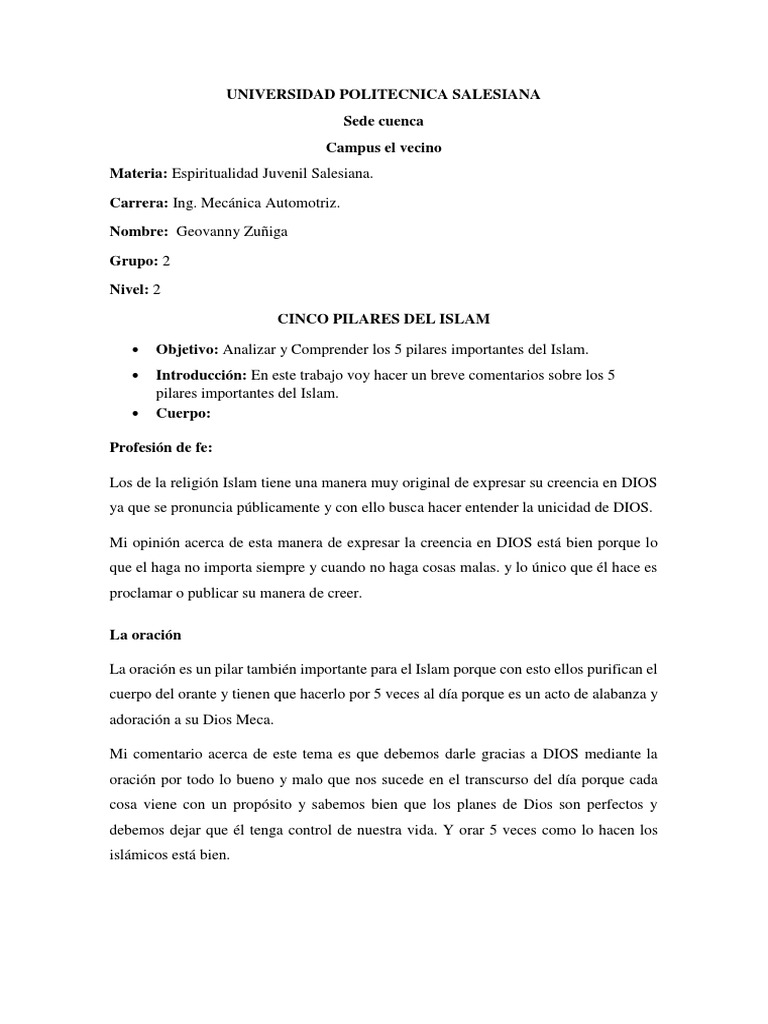 Los 5 Pilares del Islam Explicados | PDF | Oración | Comportamiento ...